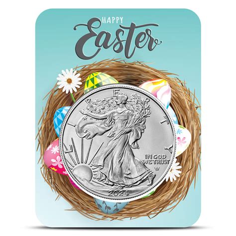 2024 1 Oz Silver American Eagle Coins Happy Easter Card ™