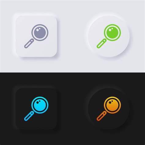 돋보기 아이콘은 웹 디자인 응용 프로그램 Ui 등을 위한 다색 뉴모피즘 버튼 소프트 Ui 디자인을 설정합니다 프리미엄 벡터