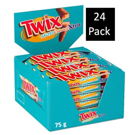 Twix Salted Caramel Xtra Chocolate Biscuit Twin Bars Box Of 24 X 75g