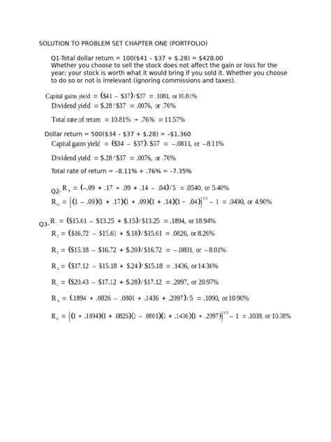 Solution To Problem Set Chapter One Q1 3 Pdf Business Finance And Money Management