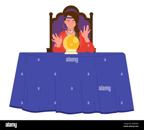 Magic Prediction Of Fortune Teller Vector Illustration Cartoon Woman