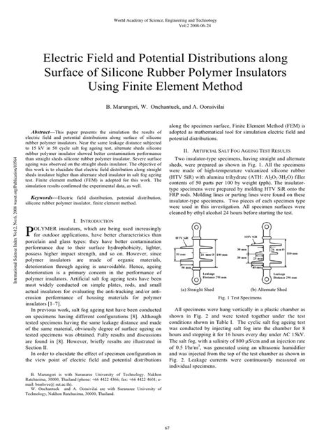 Electric Field And Potential Distributions Along Surface Of Silicone