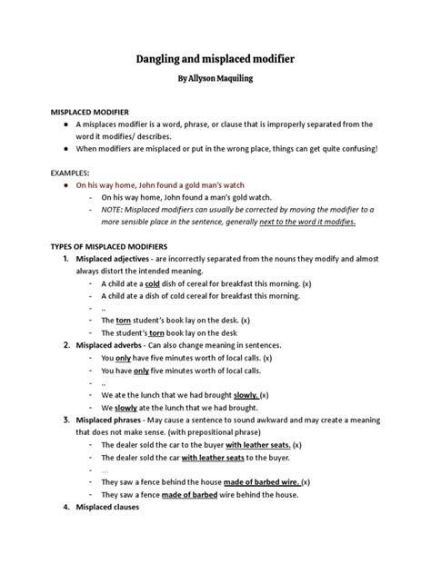 dangling and misplaced modifier pdf