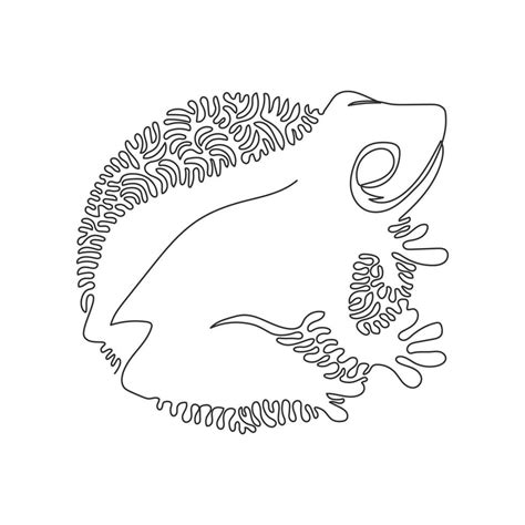 Continuous One Curve Line Drawing Of Funny Frog Abstract Art In Circle Single Line Editable