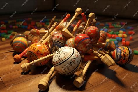 Premium Photo Traditional Mexican Maracas And Instruments Generative Ai