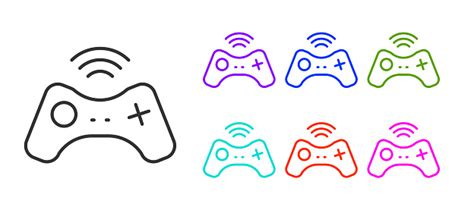 Vetores De Linha Preta Ícone De Gamepad Sem Fio Isolado No Fundo Branco
