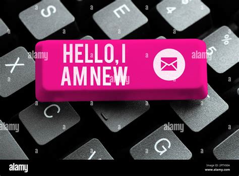 sign displaying hello i am new internet concept introducing oneself
