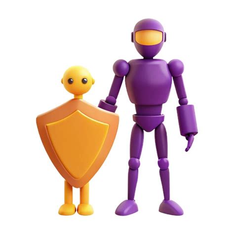 A Robot And A Shield With A Yellow Shield Next To It Premium Ai