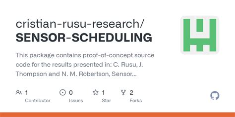 GitHub Cristian Rusu Research SENSOR SCHEDULING This Package Contains Proof Of Concept Source