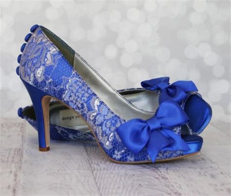 Wedding Shoes Royal Blue Platform Peep Toe Custom Wedding Shoes With
