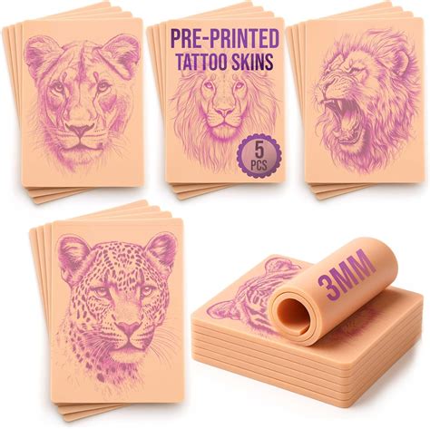 Stencil Skins Pre Printed Tattoo Stencils Skin For Practice Set Of 5