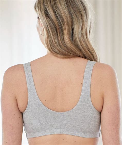 Bestform Unlined Wire Free Cotton Stretch Sports Bra With Front Closur