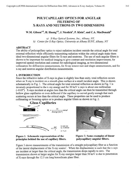 Pdf Polycapillary Optics For Angular Filtering Of X Rays And Neutrons