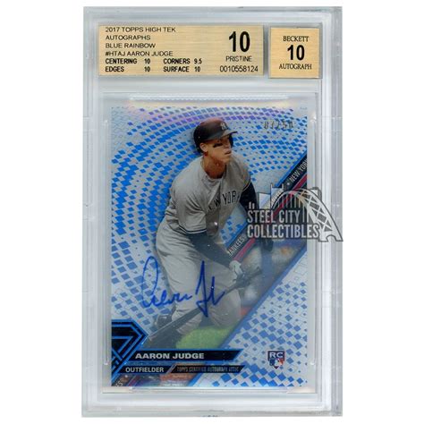 Aaron Judge 2017 Topps High Tek Baseball Blue Rainbow Rookie Autograph