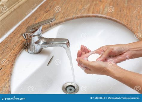 Washing Of Hands With Soap Under Running Water Stock Image Image Of
