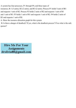 A System Has Four Processes P Through P And Three Types Ofreso Pdf