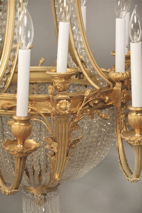A Wonderful Late Th Century Gilt Bronze And Beaded Crystal Sixteen Light Chandelier Charles