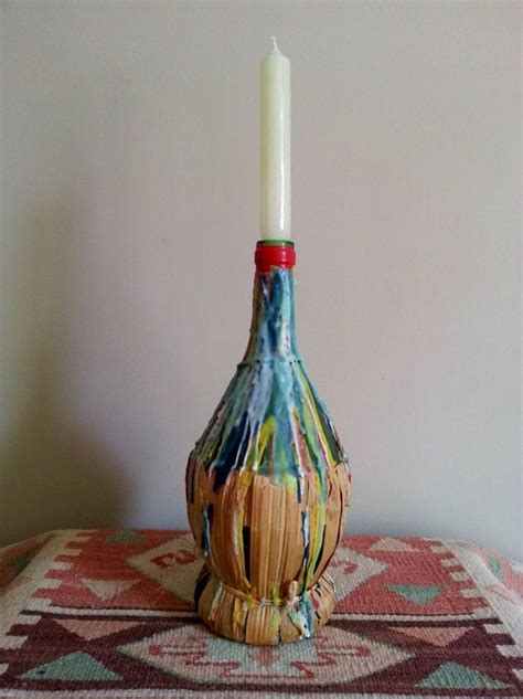 Vintage Chianti Wine Bottle Raffia Wrapped Wine Bottle