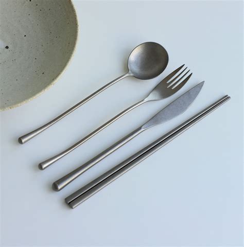 빈티지 유럽풍 무광 스테인리스 수저 커트러리 숟가락 젓가락 포크 나이프