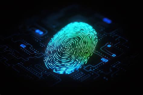 Secure Identity Illuminated Neon Fingerprint Symbolizing Identification