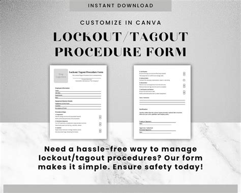 Lockout Procedure Form Canva Editable Template Tagout Procedure Form