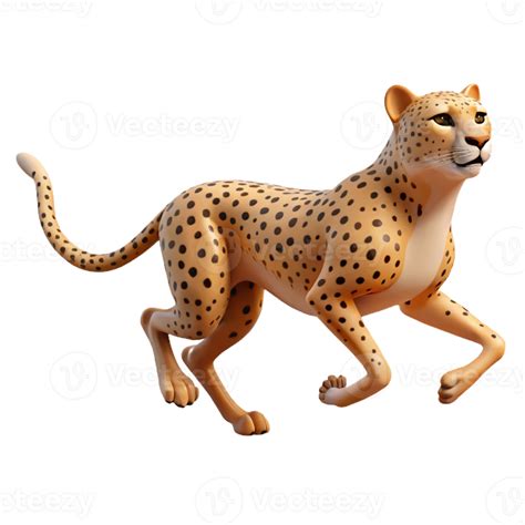 Magnificent Distinctive Photorealistic Professional Render Isolated Cutout Of A Single Cheetah