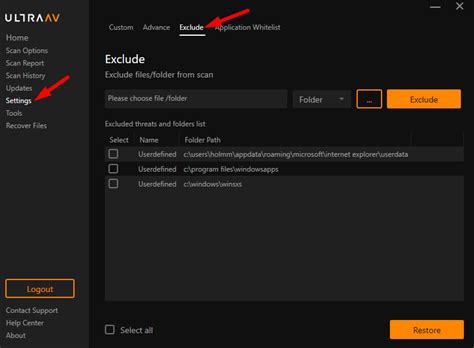 How Do I Exclude Files And Folders From The Scan On Windows Ultra
