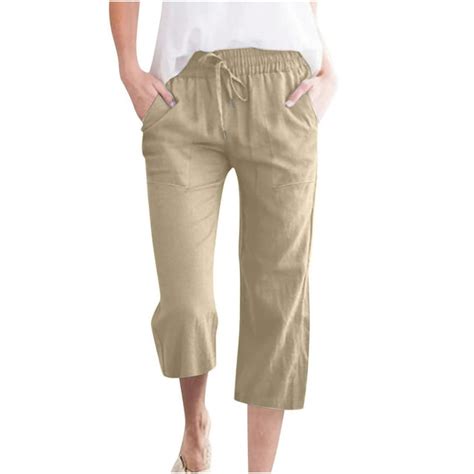 Realikun Womens Linen Pants Summer Wide Leg Pants Casual Loose