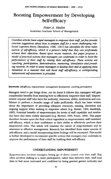 Pdf Boosting Empowerment By Developing Self Efficacy