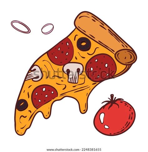 Cartoon Slice Pizza Vector Illustration Stock Vector Royalty Free
