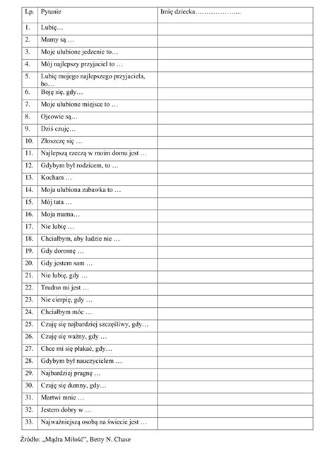 Karta Wywiadu Z Dzieckiem Plik PDF Do Pobrania Fundacja Dla Rodziny