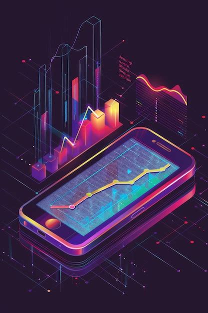 Isometric Illustration Of A Mobile Phone Displaying A Chart Diagram