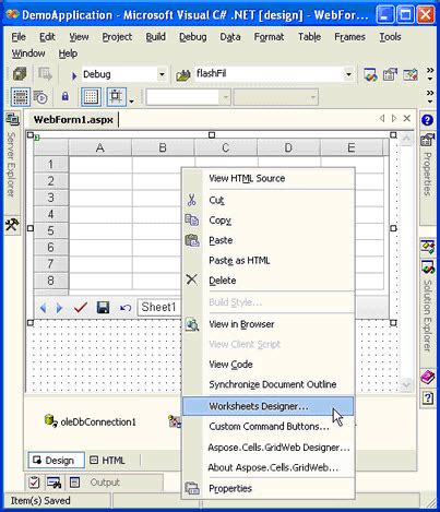 Binding Worksheet To A Dataset Using Gridwebs Worksheets Designer