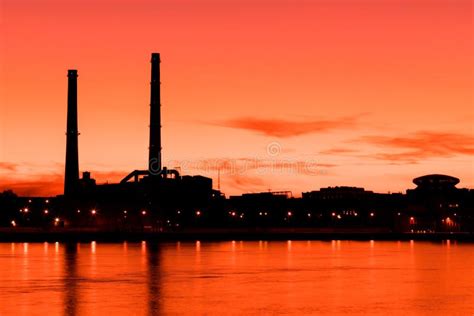 The Evening Thermal Power Station on the Neva River Embankment in Saint ...