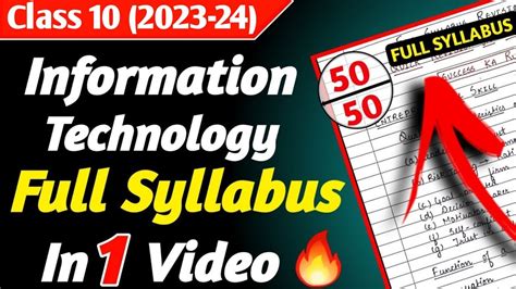 Full Syllabus Revision It 402 Class10 Information Technology Full