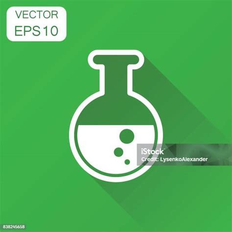화학의 테스트 튜브 아이콘입니다 비즈니스 개념 실험 플라스 크 그림 긴 그림자와 녹색 배경에 벡터 일러스트입니다 개발에 대한 스톡 벡터 아트 및 기타 이미지 Istock