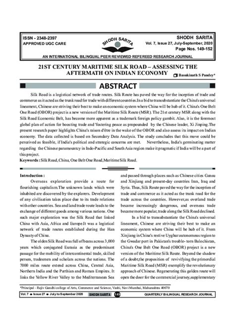 Pdf 21st Century Maritime Silk Road Assessing The Aftermath On