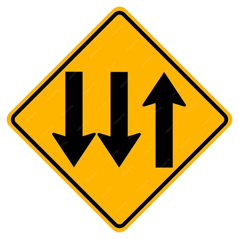 Premium Vector Warning Signs Three Lane Traffic Road On White Background