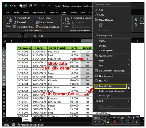 Cara Menyembunyikan Kolom Atau Baris Di Excel