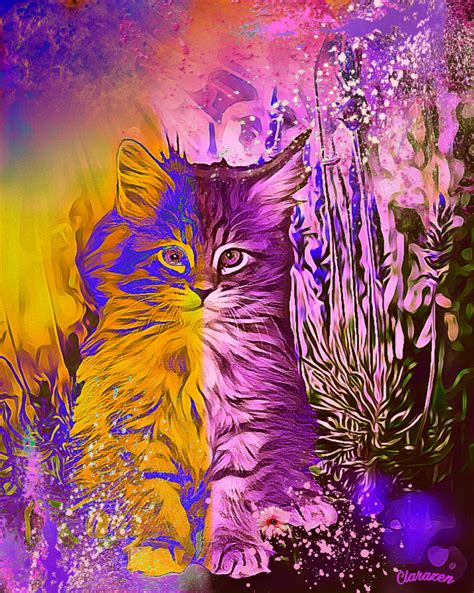 Purple Kitty By Clarazenart On Deviantart