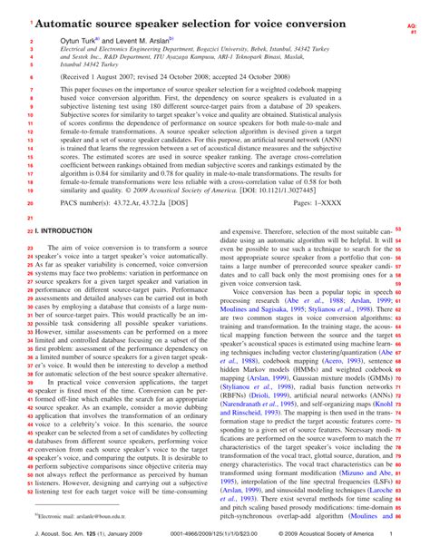 Pdf Automatic Source Speaker Selection For Voice Conversion