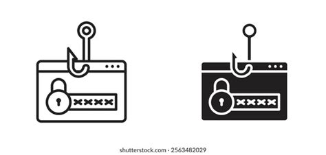 Password Phishing Icons Outline Fill Vector Stock Vector Royalty Free