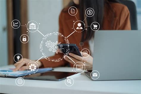 Digital Transformation Technology Strategy Woman Using Laptop Tablet And Smartphone With Of