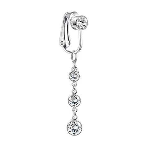 Aoxiang Fake Belly Piercing Dangling Long Faux Fake Belly Button