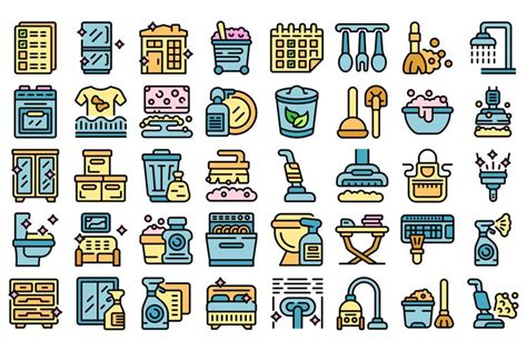 Tidy Up Icons Set Vector Flat
