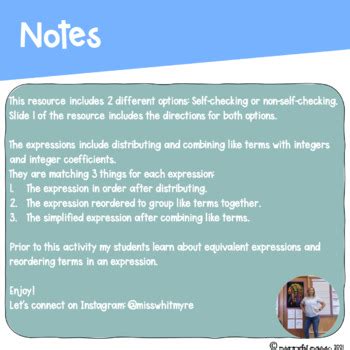 Simplify Expressions Digital Drag And Drop Activity By Misswhitmyre