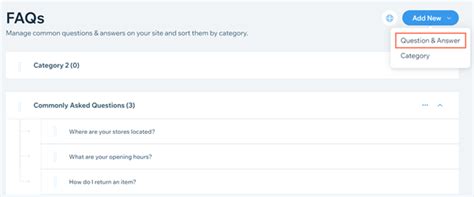 Adding A New Question In The Wix Faq App Help Center Wix