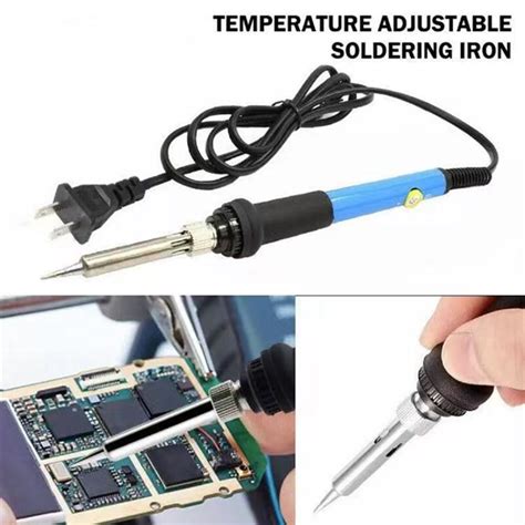 ชุดหัวแร้งบัดกรีแบบปรับอุณหภูมิได้ 60w แถมฟรี หัวบัดกรีสำหรับเปลี่ยน 5 หัว Shopee Thailand