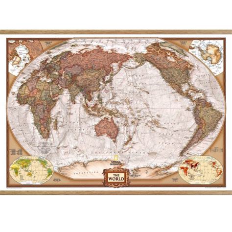 World Executive Wall Map Pacific Centred 117 X 77cm Geographica