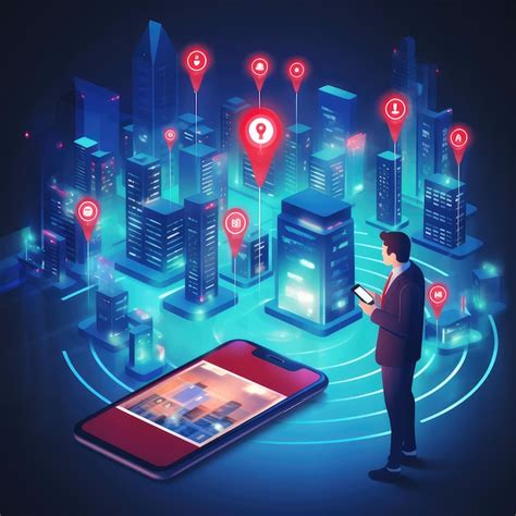 Premium Photo Geofencing And Location Based Marketing Concept